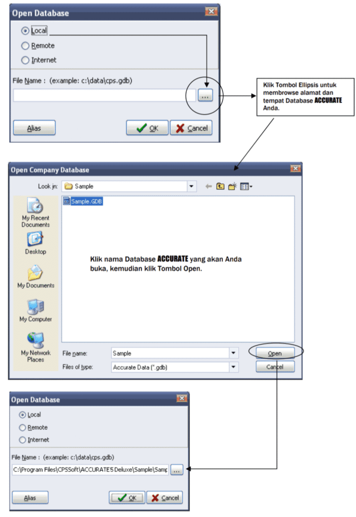 Cara Membuka Database di Komputer Lokal pada Accurate 5